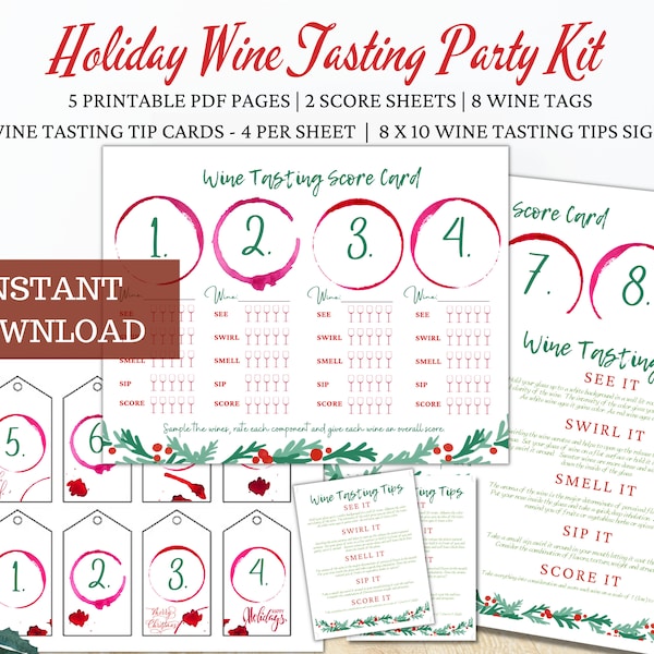 Holidays Wine Tasting Cards - Etsy