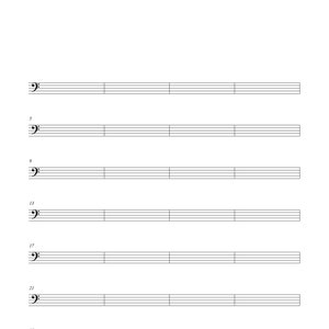 Blank Bass Clef Staff Paper – A4 Music Manuscript – Empty Staves for ...