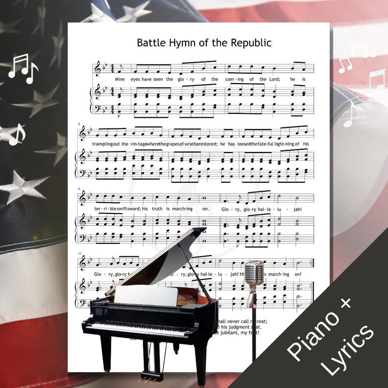 Battle Hymn of the Republic – Printable Patriotic Sheet Music for Piano ...