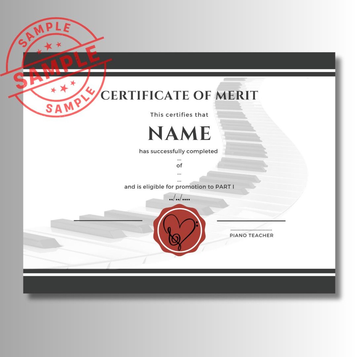 Editable Piano Certificate Template - Music Award Certificate for ...