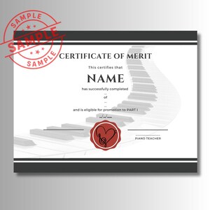 Editable Piano Certificate Template - Music Award Certificate for ...