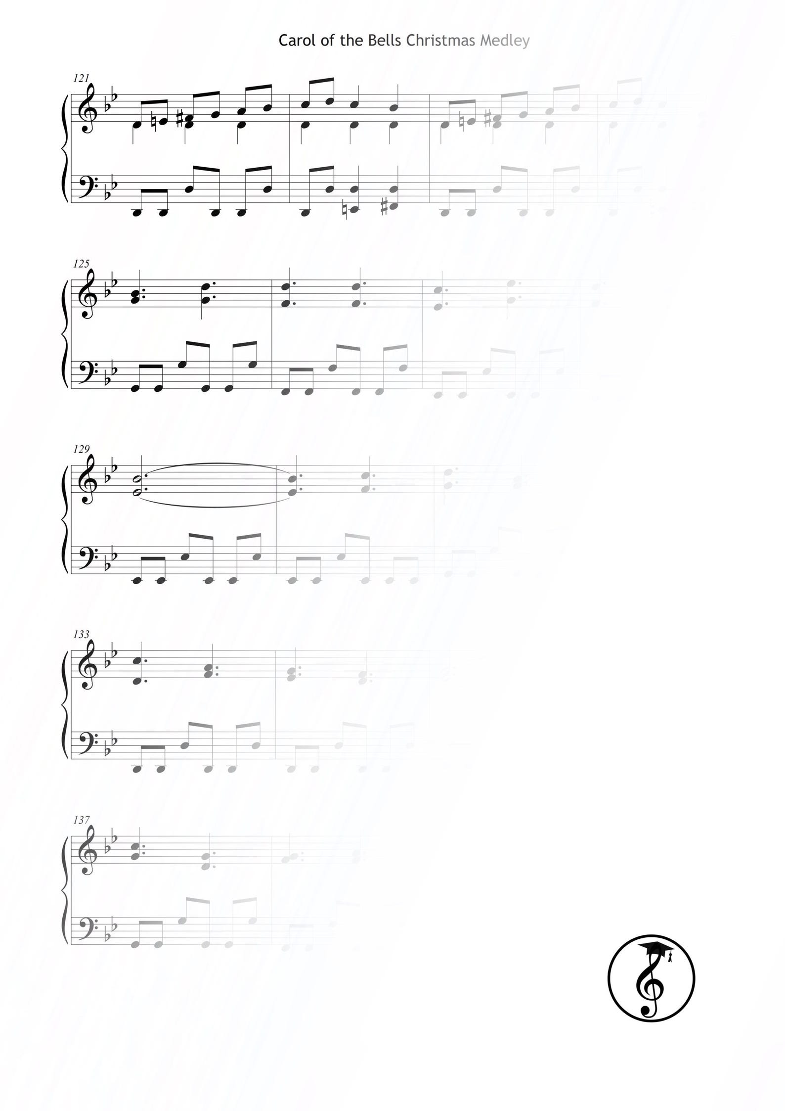 Carol of the Bells Christmas Medley – Grade 4 Piano Sheet | Traditional ...