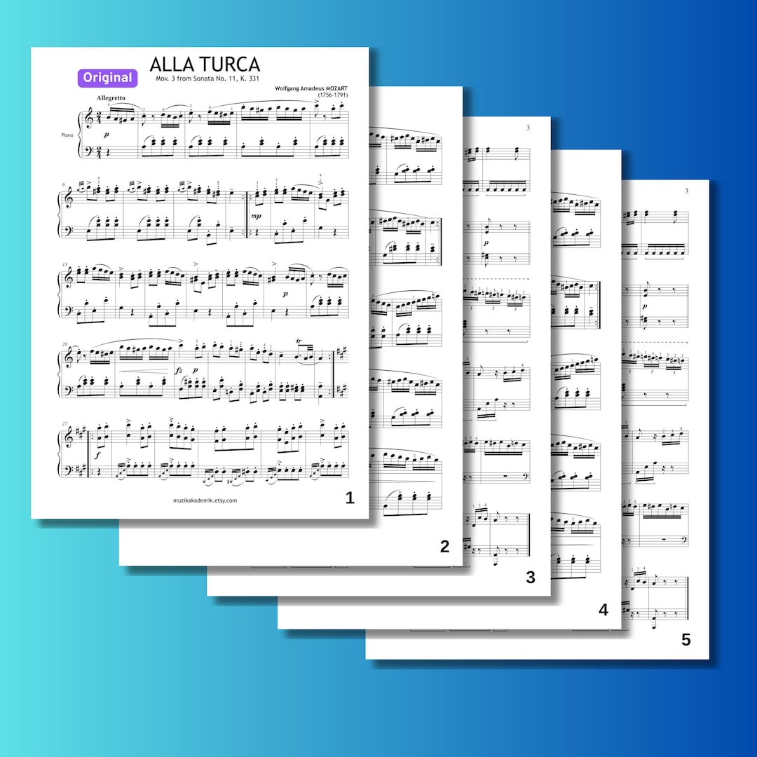 Alla Turca (turkish March) by Mozart - Grade 6 - Advanced Piano Sheet ...