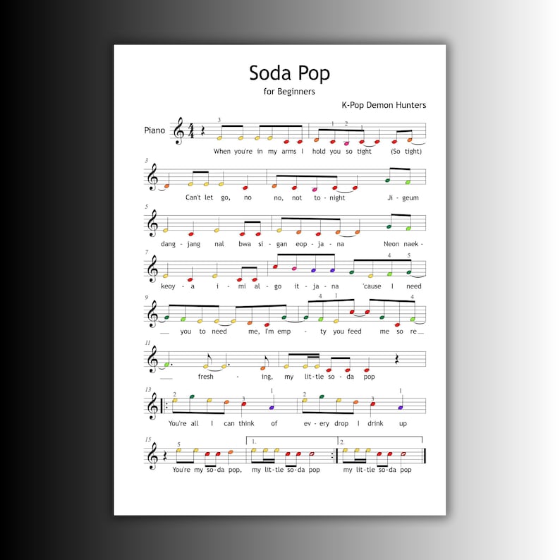 Soda Pop – Grade 0 Very Easy Piano Sheet for Beginners | Right Hand ...