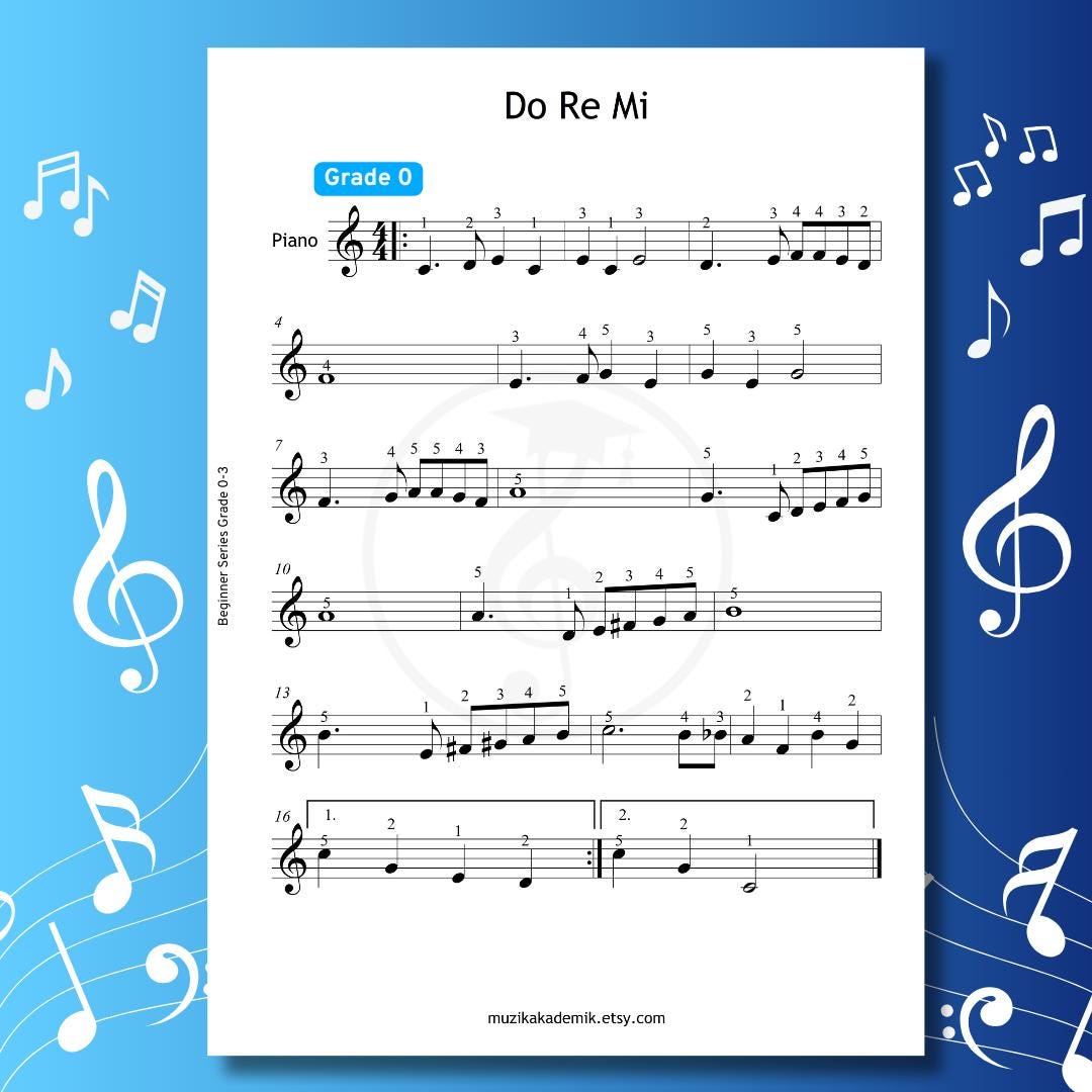 Do Re Mi - Grade 0 - Beginner Piano Sheet Music With Note Names - Fun ...