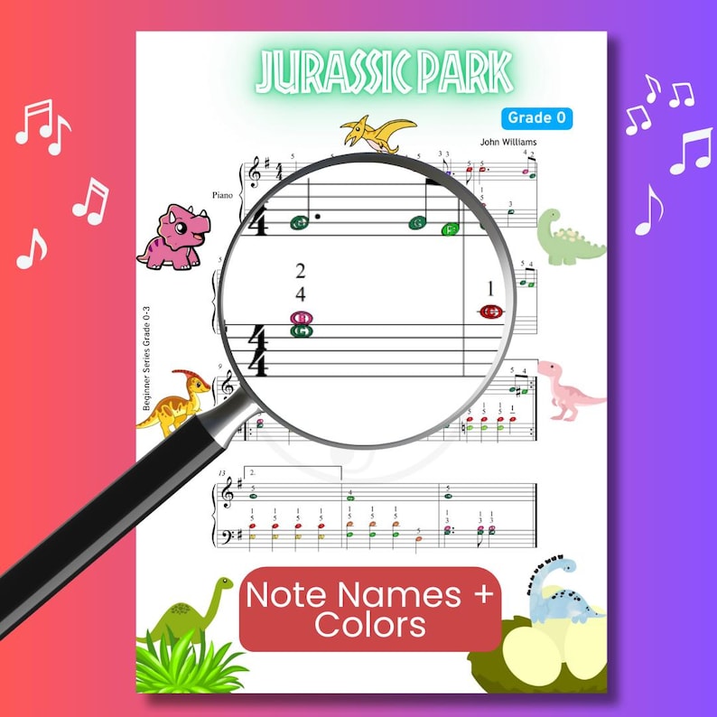 Jurassic Park for Kids - Piano Sheet Music - Grade 1 Easy Version With ...