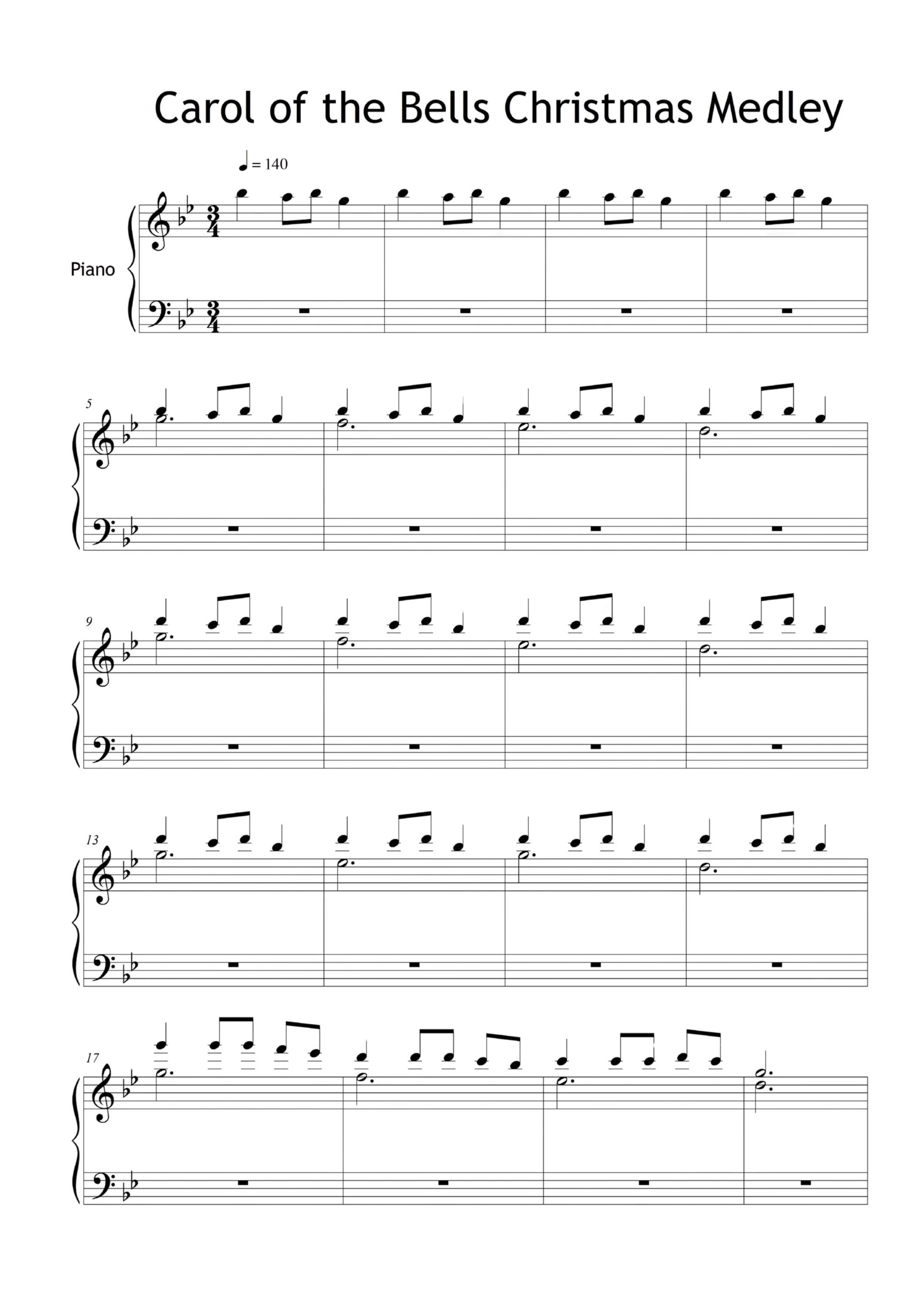 Carol of the Bells Christmas Medley – Grade 4 Piano Sheet | Traditional ...