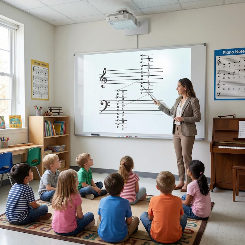 Music Staff Notes Poster Theory Chart - Printable Music Theory - Treble ...