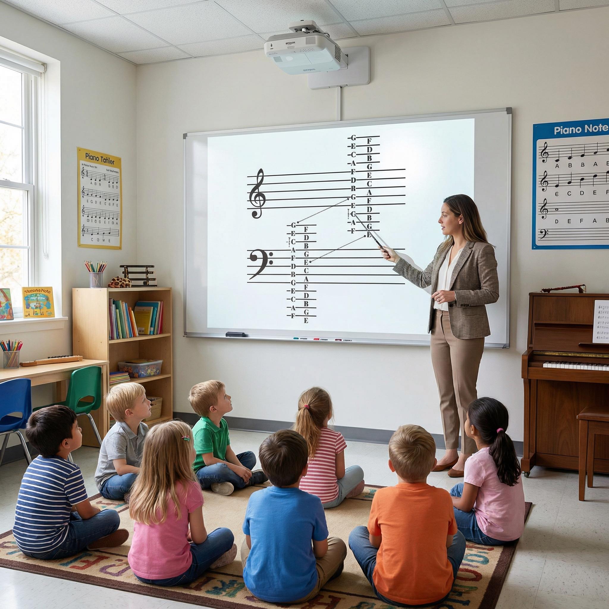Music Staff Notes Poster Theory Chart - Printable Music Theory - Treble ...