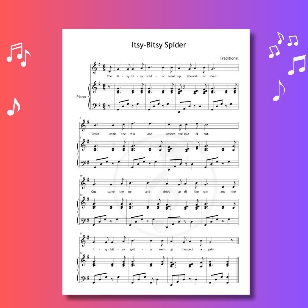 Itsy Bitsy Spider - Children's Song for Piano, Voice & Instruments ...