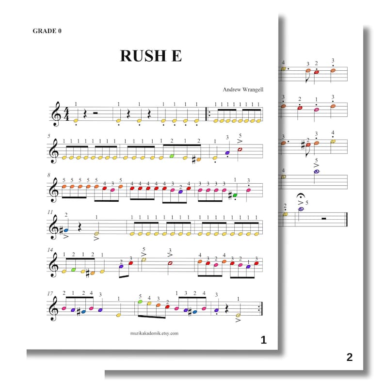 Rush E - Grade 0 - Very Easy Piano Sheet for Beginners | Colorful Notes ...