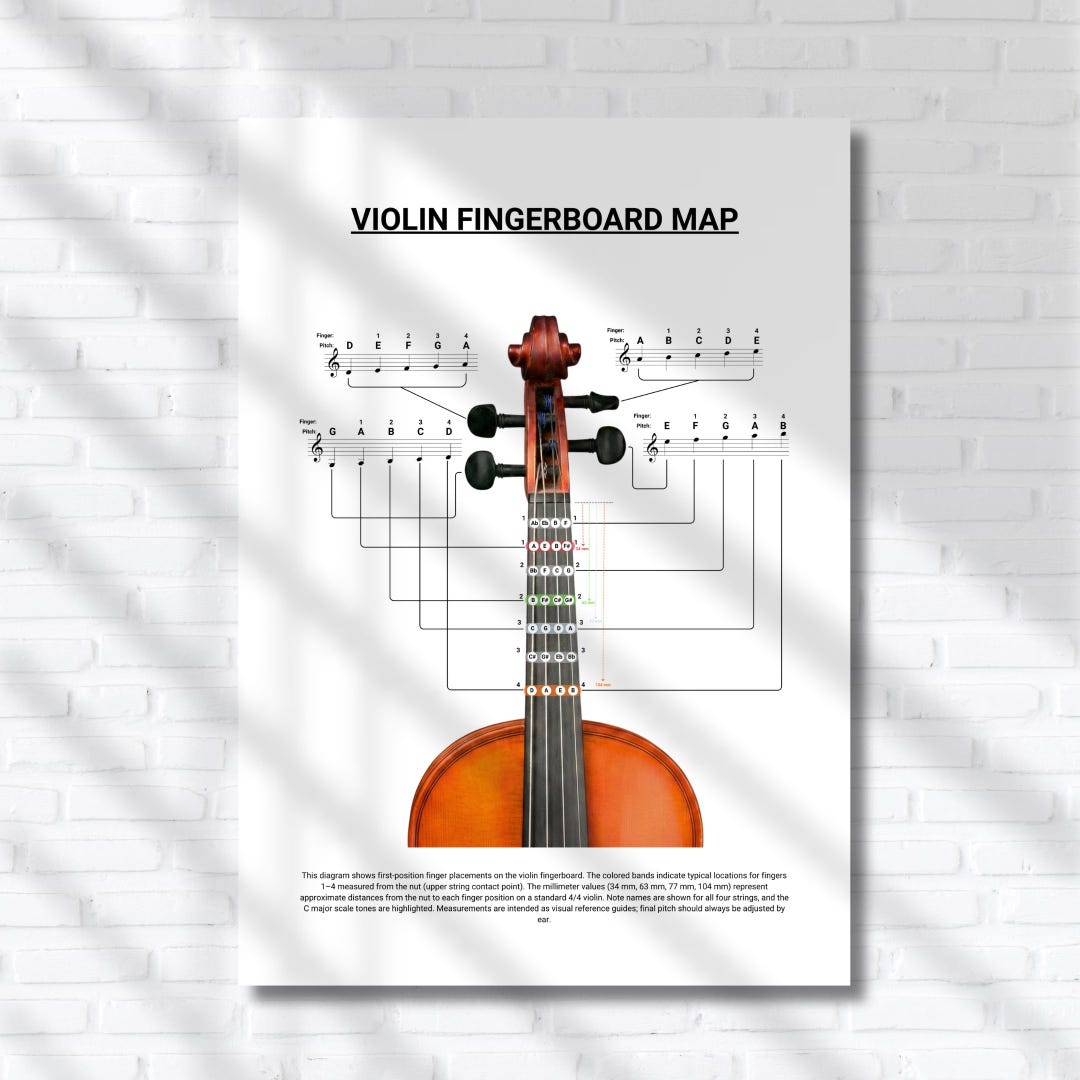 Violin Fingerboard Map – First Position Fingering Chart With Distances ...