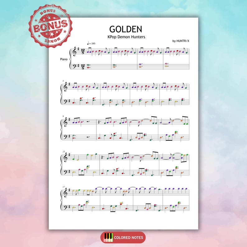 Golden – HUNTR/X Kpop Demon Hunters | Grade 3 Easy Piano Sheet Music ...