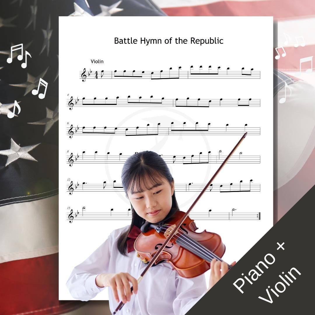 Battle Hymn of the Republic – Printable Patriotic Sheet Music for Piano ...