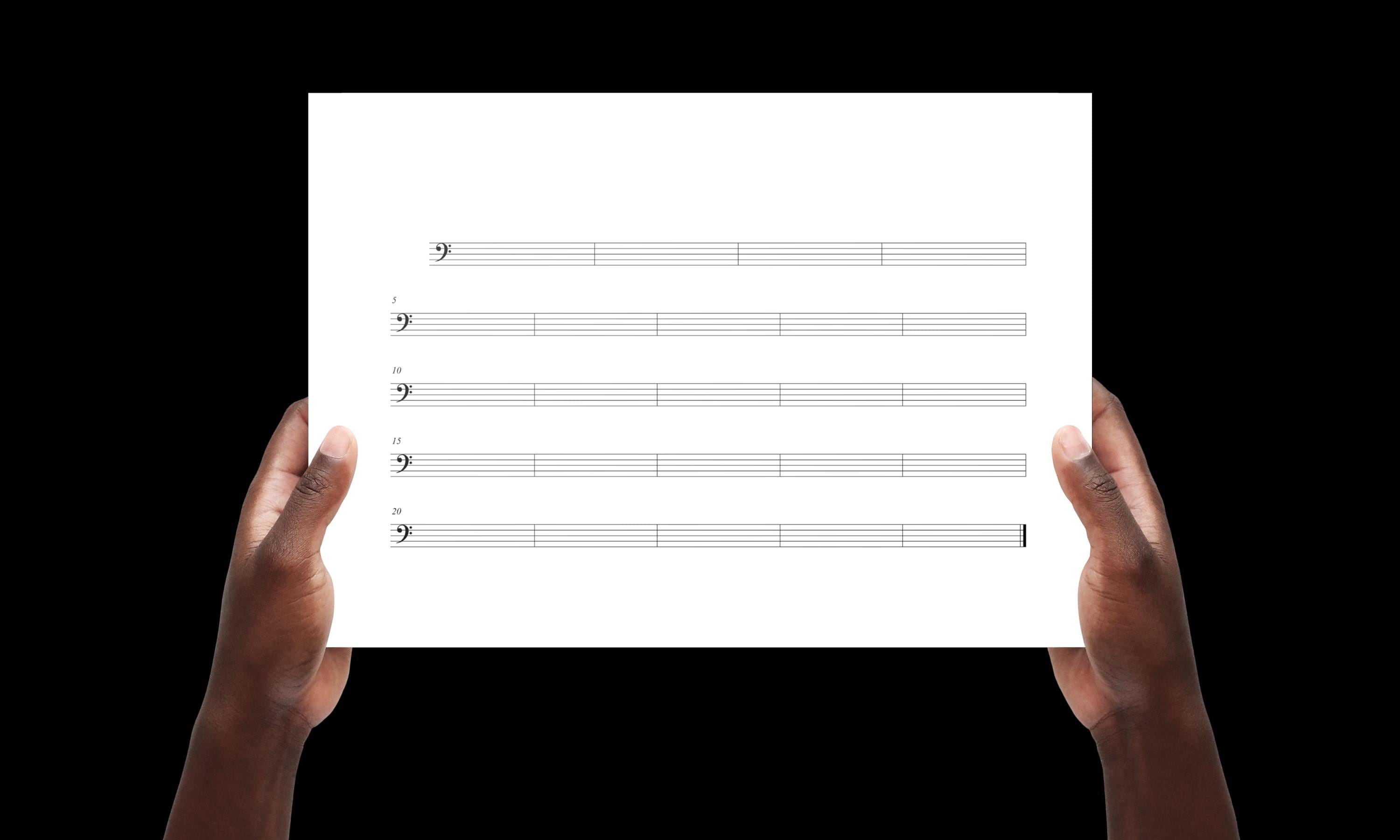 Blank Bass Clef Staff Paper – A4 Music Manuscript – Empty Staves for ...