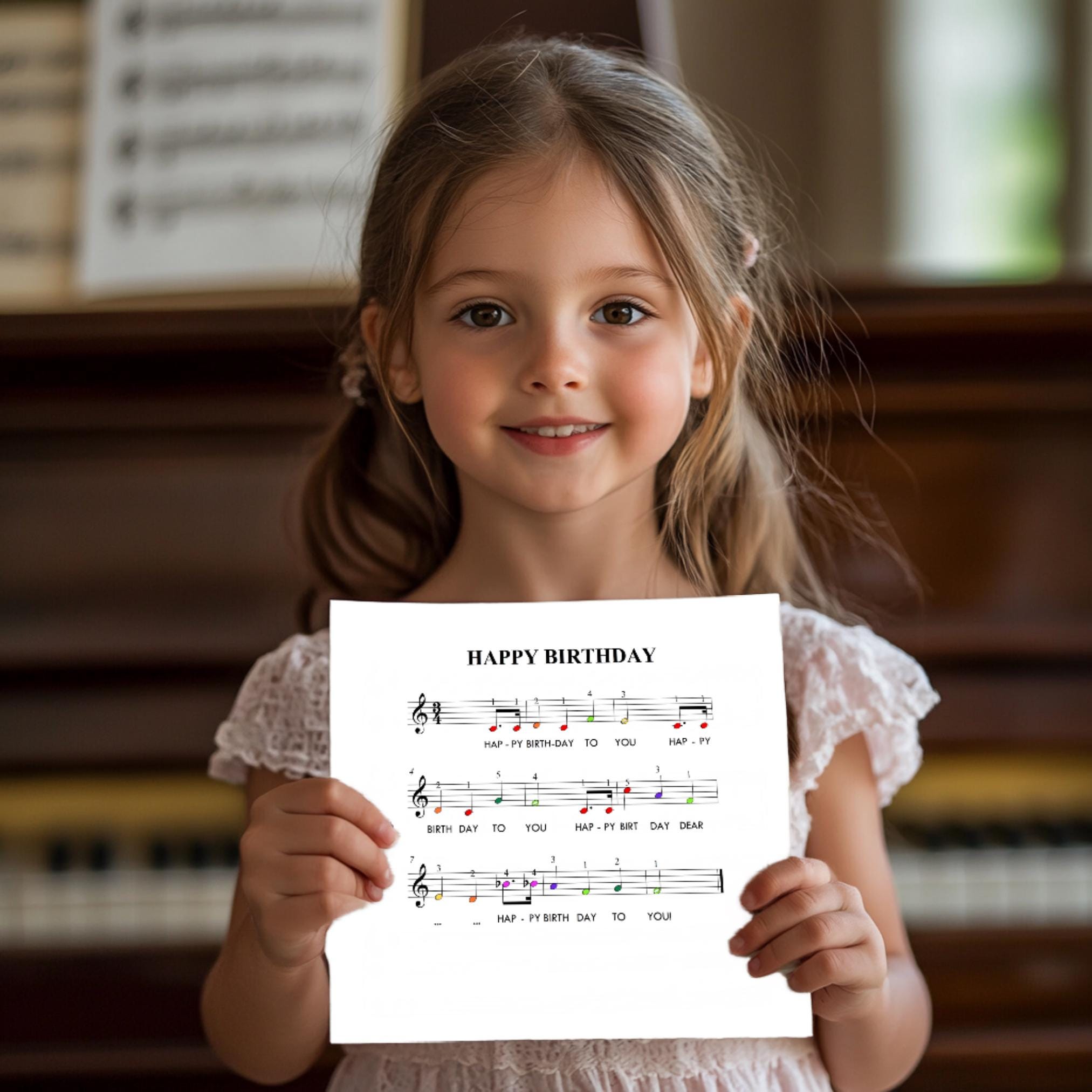 Happy Birthday - Grade 0 - Easy Piano Sheet for Beginners | Colorful ...