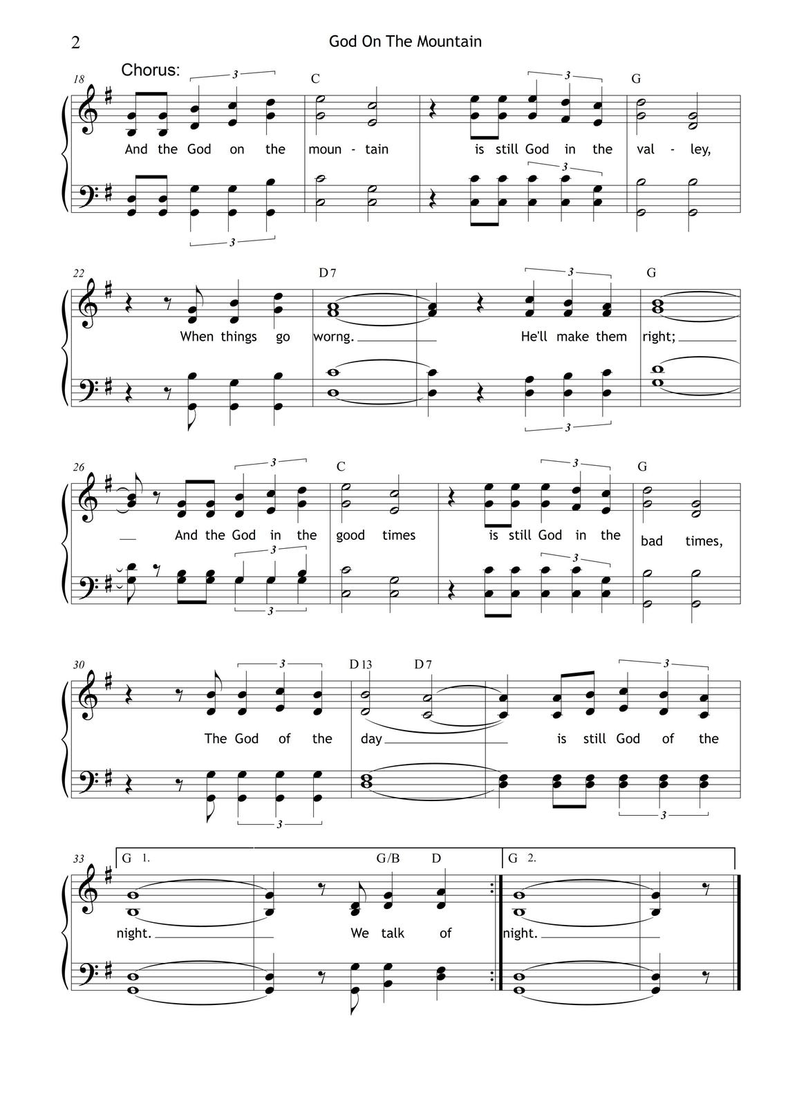 God on the Mountain – Tracy Dartt | Choir and Piano Sheet Music PDF ...
