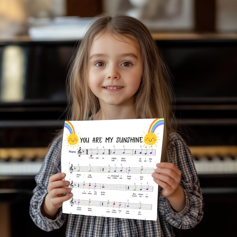 You Are My Sunshine - Grade 0 Very Easy Piano Sheet | Color Notes ...