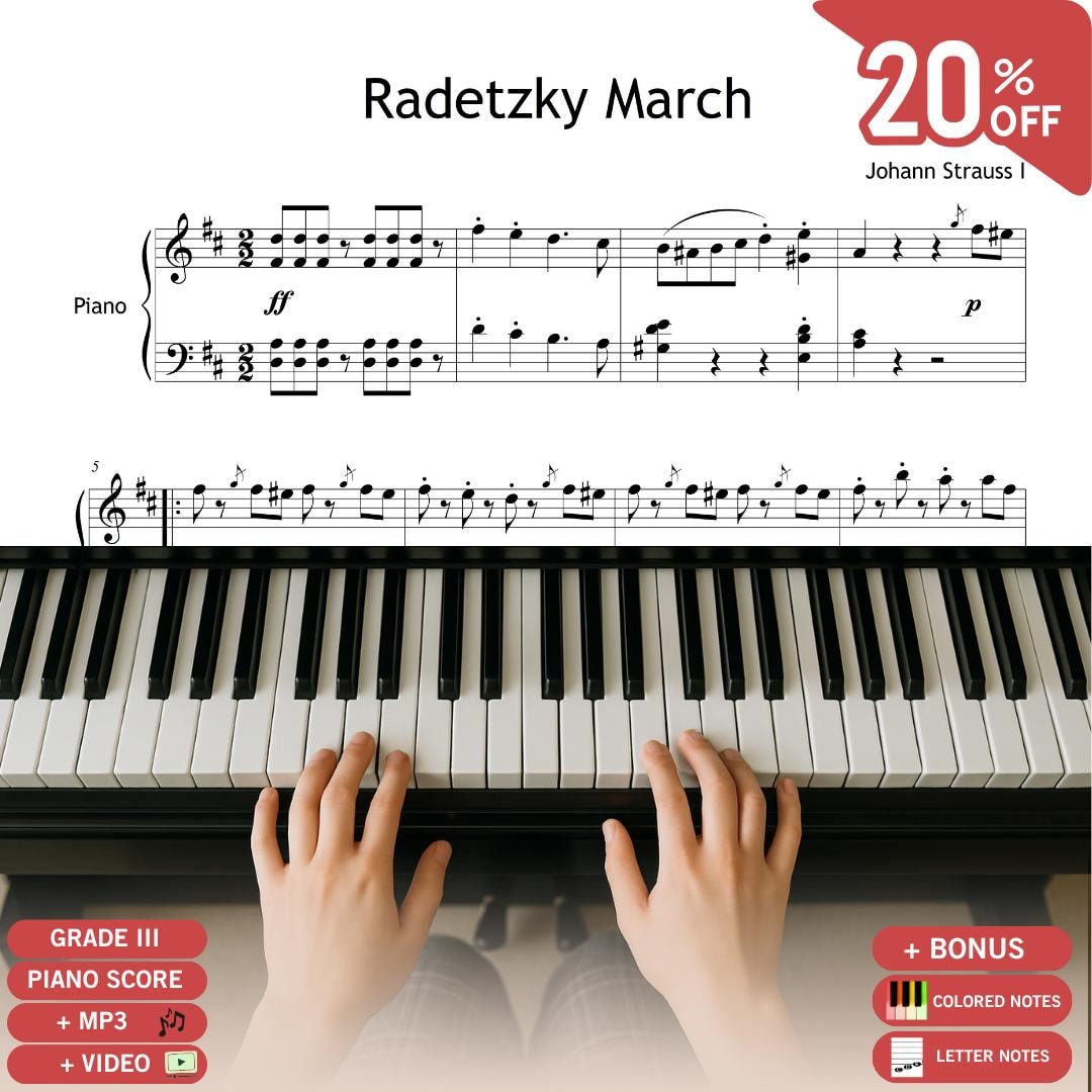 Radetzky March Piano Arrangement – Grade 4 Sheet Music PDF + MP3 ...