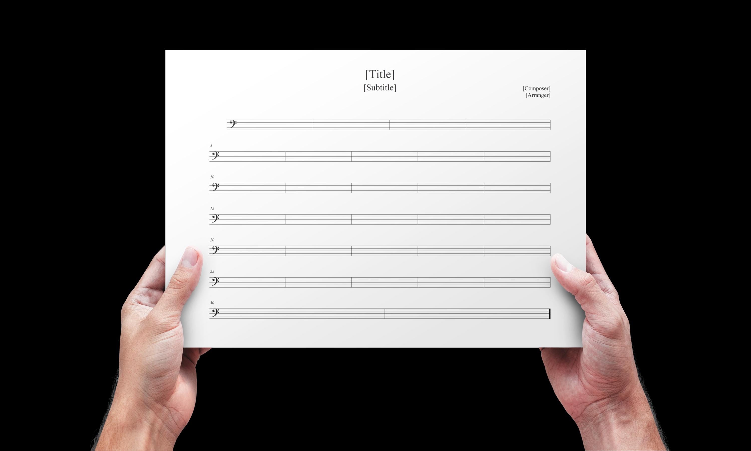 Blank Bass Clef Staff Paper – A4 Music Manuscript – Empty Staves for ...