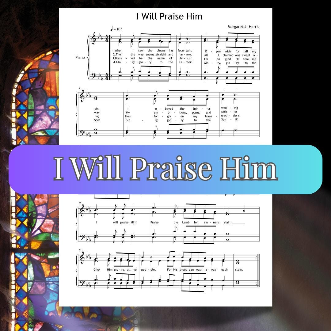 I Will Praise Him - Piano Sheet Music & Choral PDF + Color Notes + MP3 ...