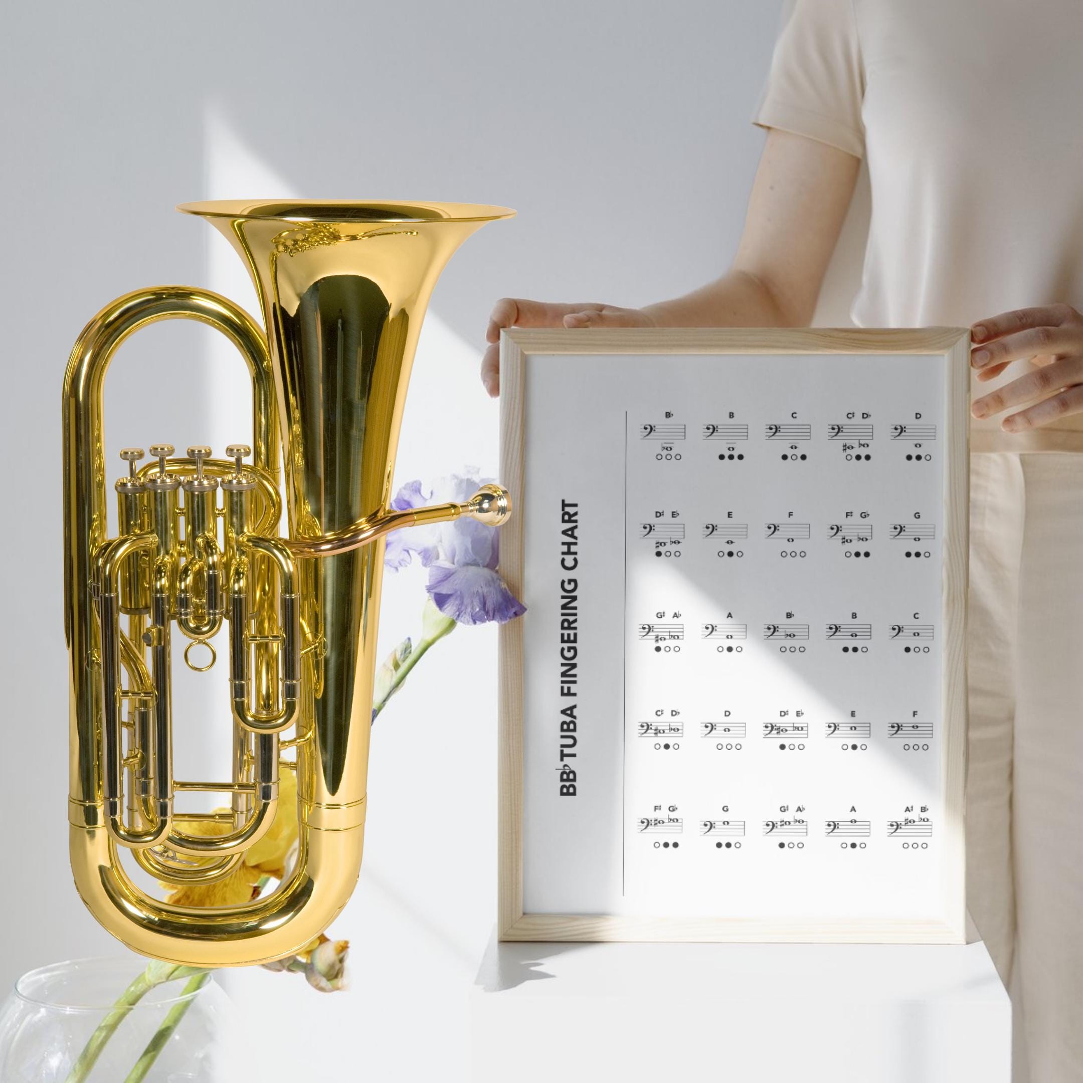 Tuba Fingering Chart | Printable PDF and PNG | Digital Download Brass ...