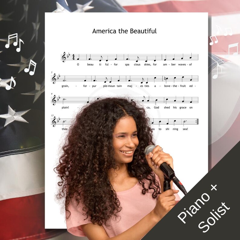 America the Beautiful - Patriotic Song Sheet Music for Piano, Voice and ...