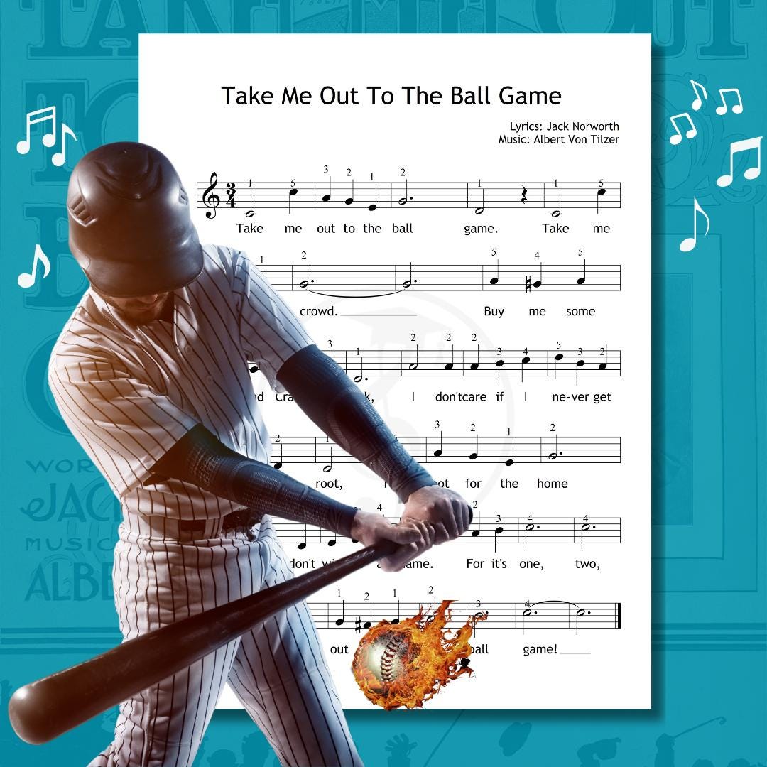 Take Me Out to the Ball Game Easy Piano Sheet Music | Beginner Song for ...