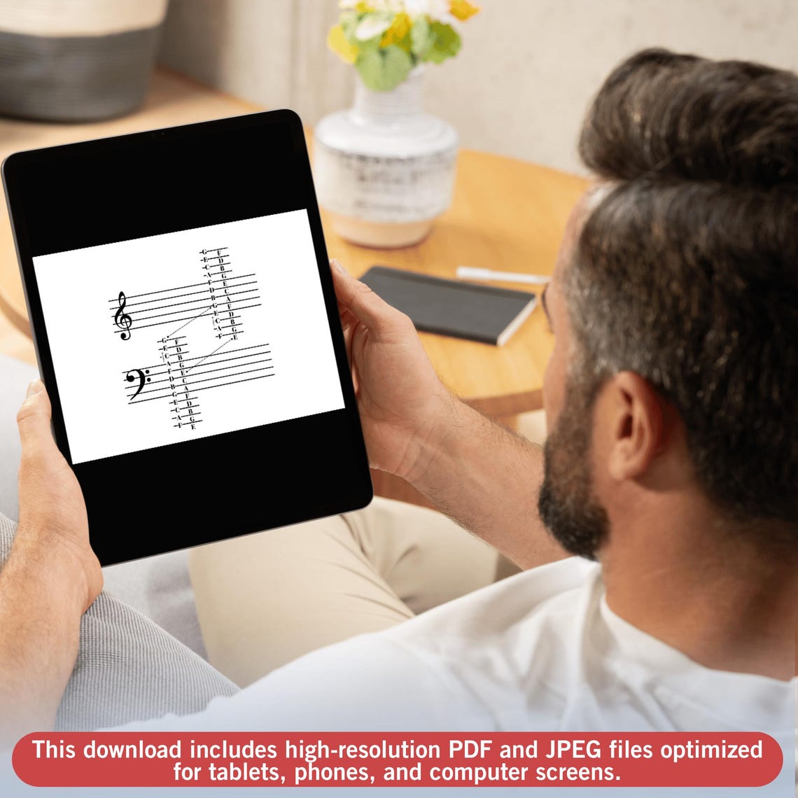 Music Staff Notes Poster Theory Chart - Printable Music Theory - Treble ...