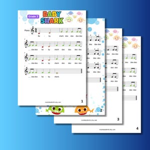 Baby Shark - Grade 0 for Beginner Simplified Very Easy Piano Sheet ...