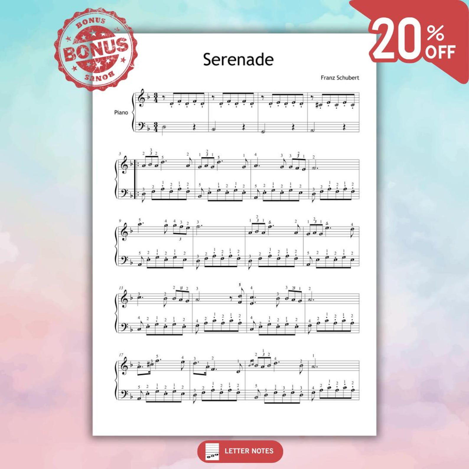 Serenade – Franz Schubert | Grade 3 Easy Piano PDF + Color Notes ...