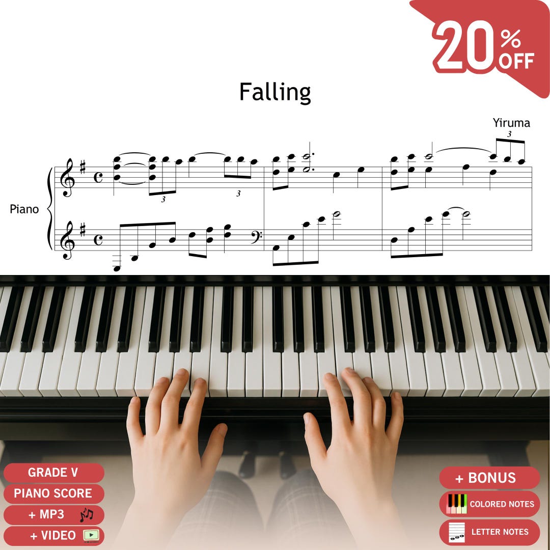 Falling – Yiruma | Grade 5 Piano Sheet Music PDF + Video Tutorial - Etsy