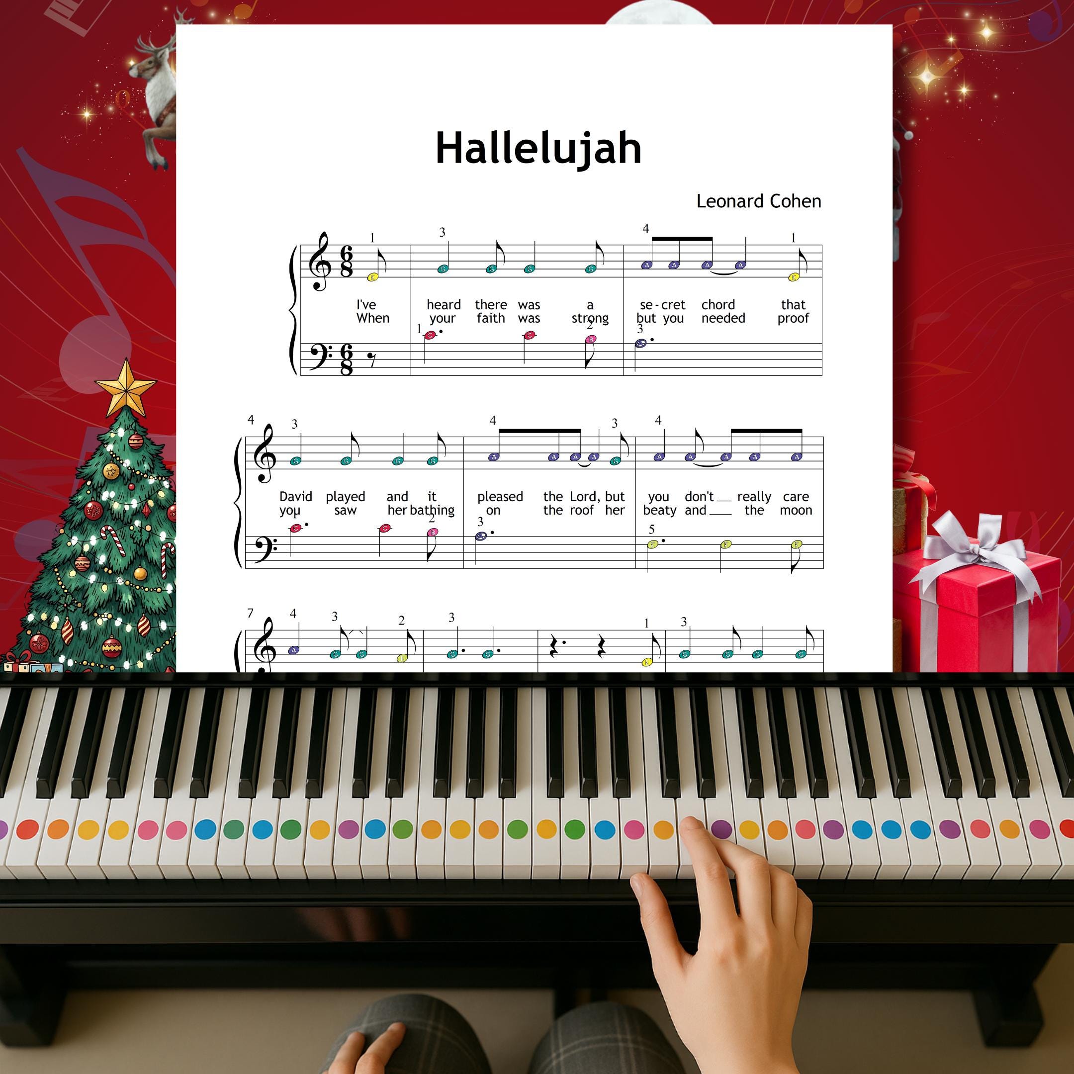 Hallelujah – Leonard Cohen – Grade 1 Beginner Christmas Piano Sheet ...