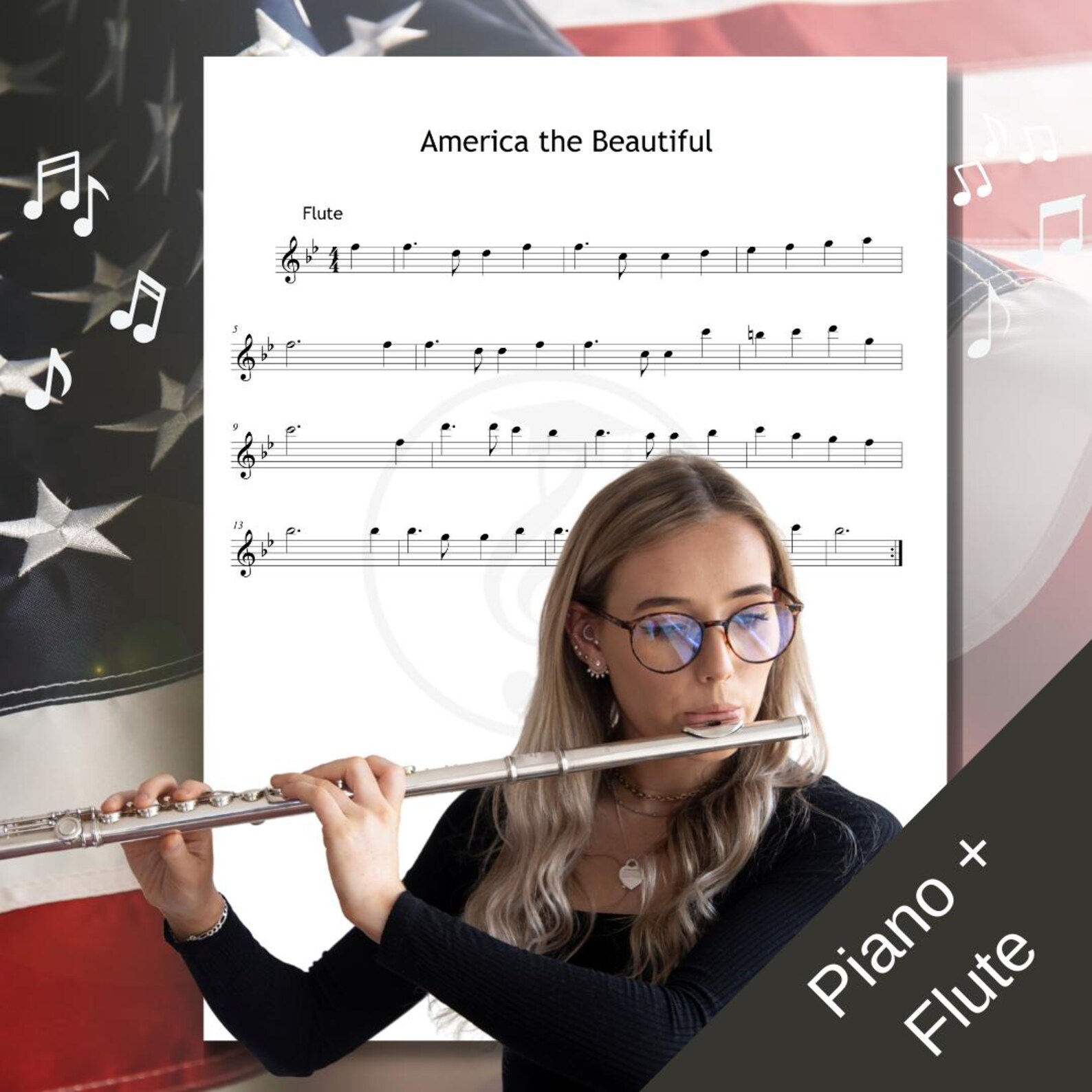 America the Beautiful - Patriotic Song Sheet Music for Piano, Voice and ...