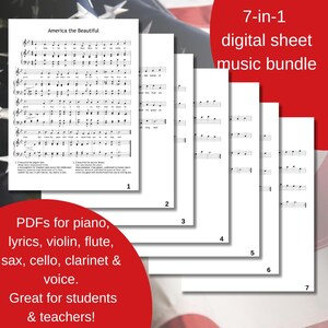 America the Beautiful - Patriotic Song Sheet Music for Piano, Voice and ...