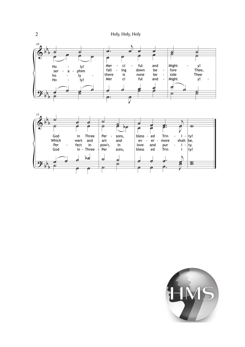 Holy, Holy, Holy – Choir and Piano Sheet Music PDF | Reginald Heber ...