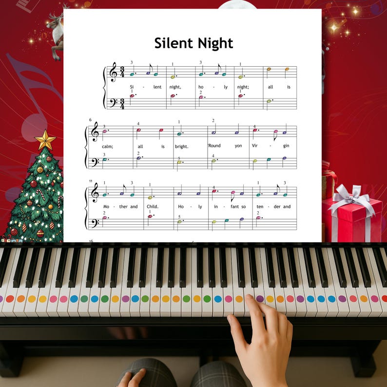 Silent Night – Grade 1 Beginner Christmas Piano Sheet Music With Lyrics ...