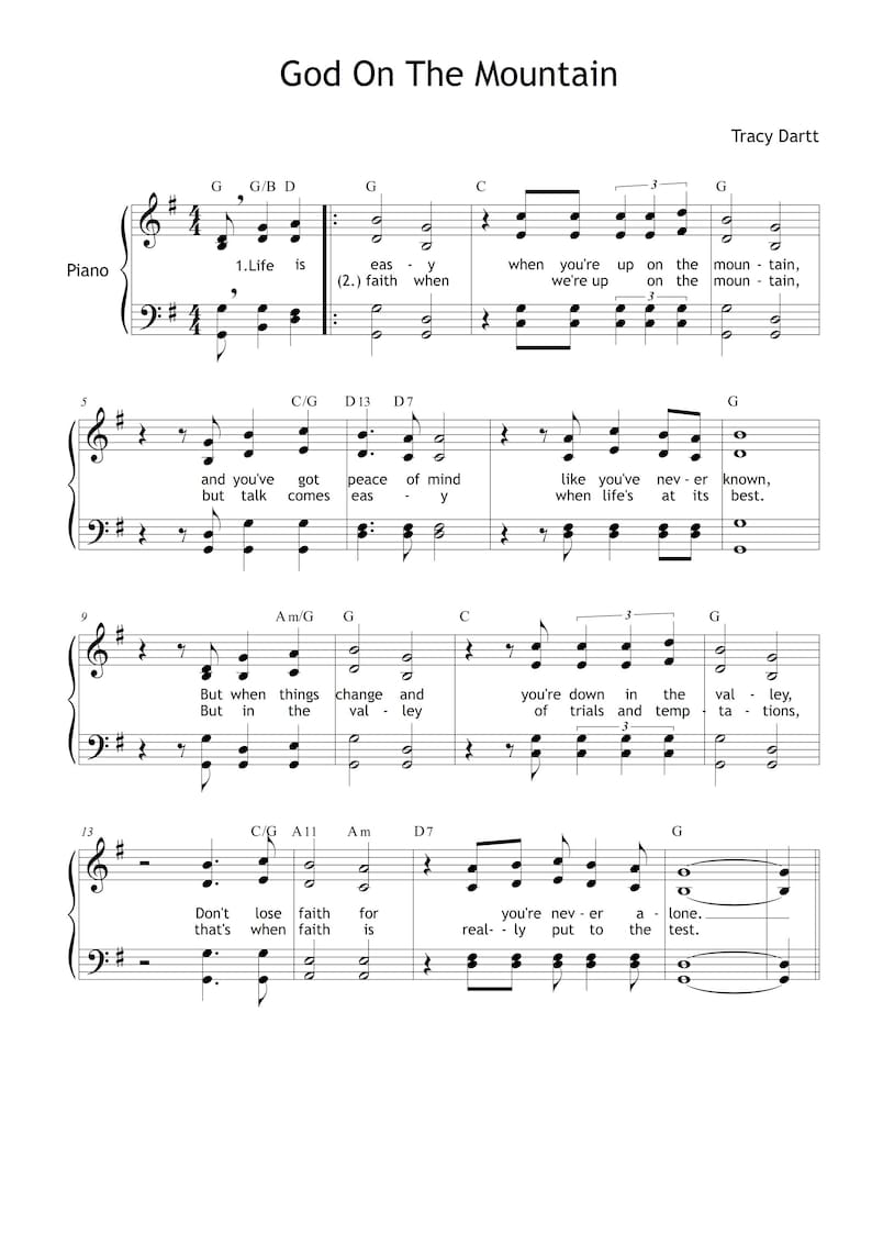 God on the Mountain – Tracy Dartt | Choir and Piano Sheet Music PDF ...
