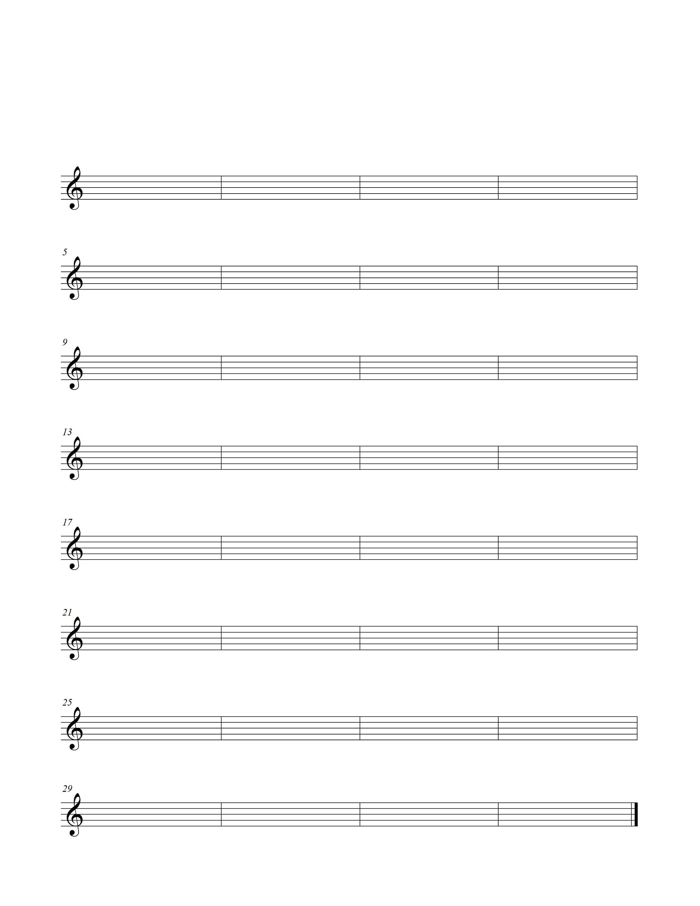 Printable Music Manuscript Paper A4 – Treble and Bass Clef – Blank ...