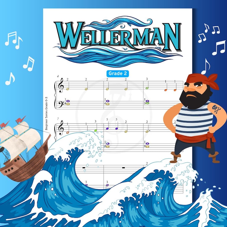 Wellerman Easy Piano Sheet Music for Kids Grade 2 | Letter Notes ...