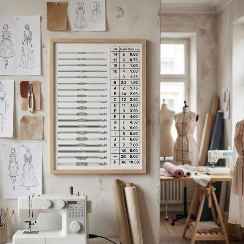 Crochet Hook Size Conversion Chart – US UK and Metric Guide | Printable ...