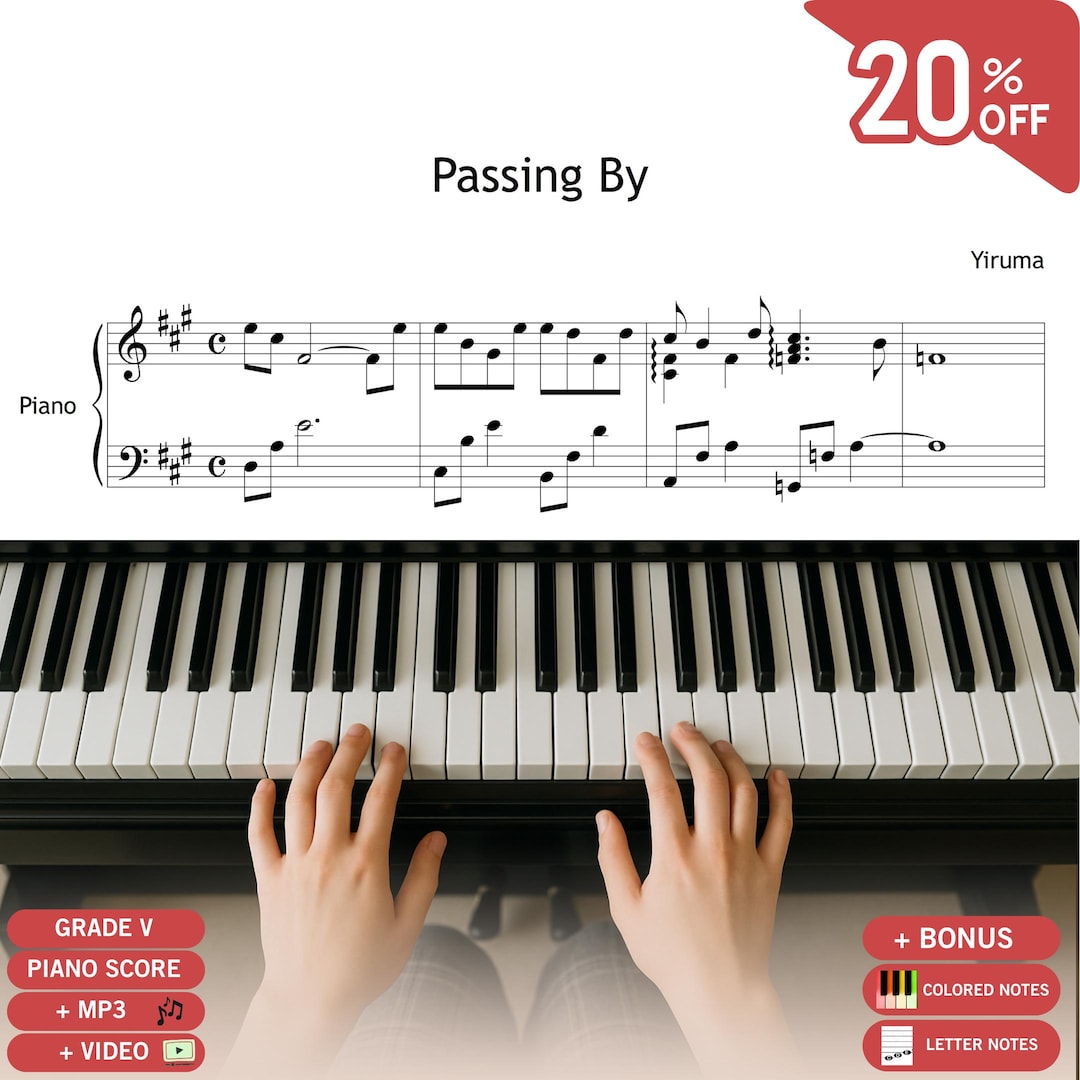 Passing by – Yiruma | Grade 5–6 Piano Sheet PDF + Tutorial Video - Etsy