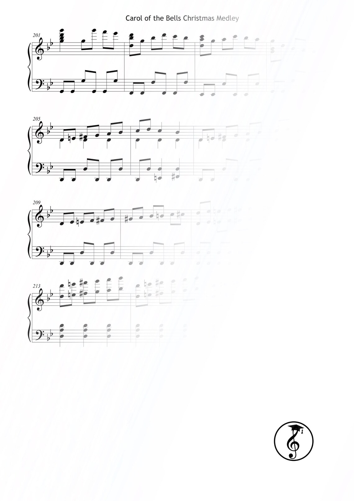 Carol of the Bells Christmas Medley – Grade 4 Piano Sheet | Traditional ...