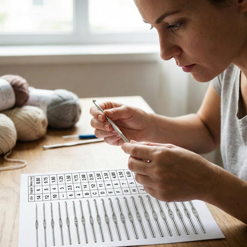 Crochet Hook Size Conversion Chart – US UK and Metric Guide | Printable ...