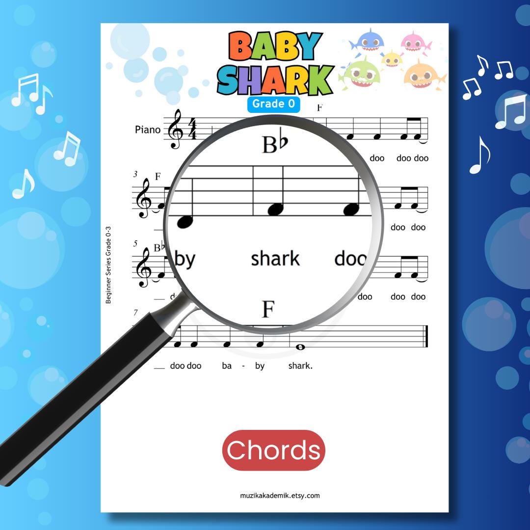 Baby Shark - Grade 0 for Beginner Simplified Very Easy Piano Sheet ...