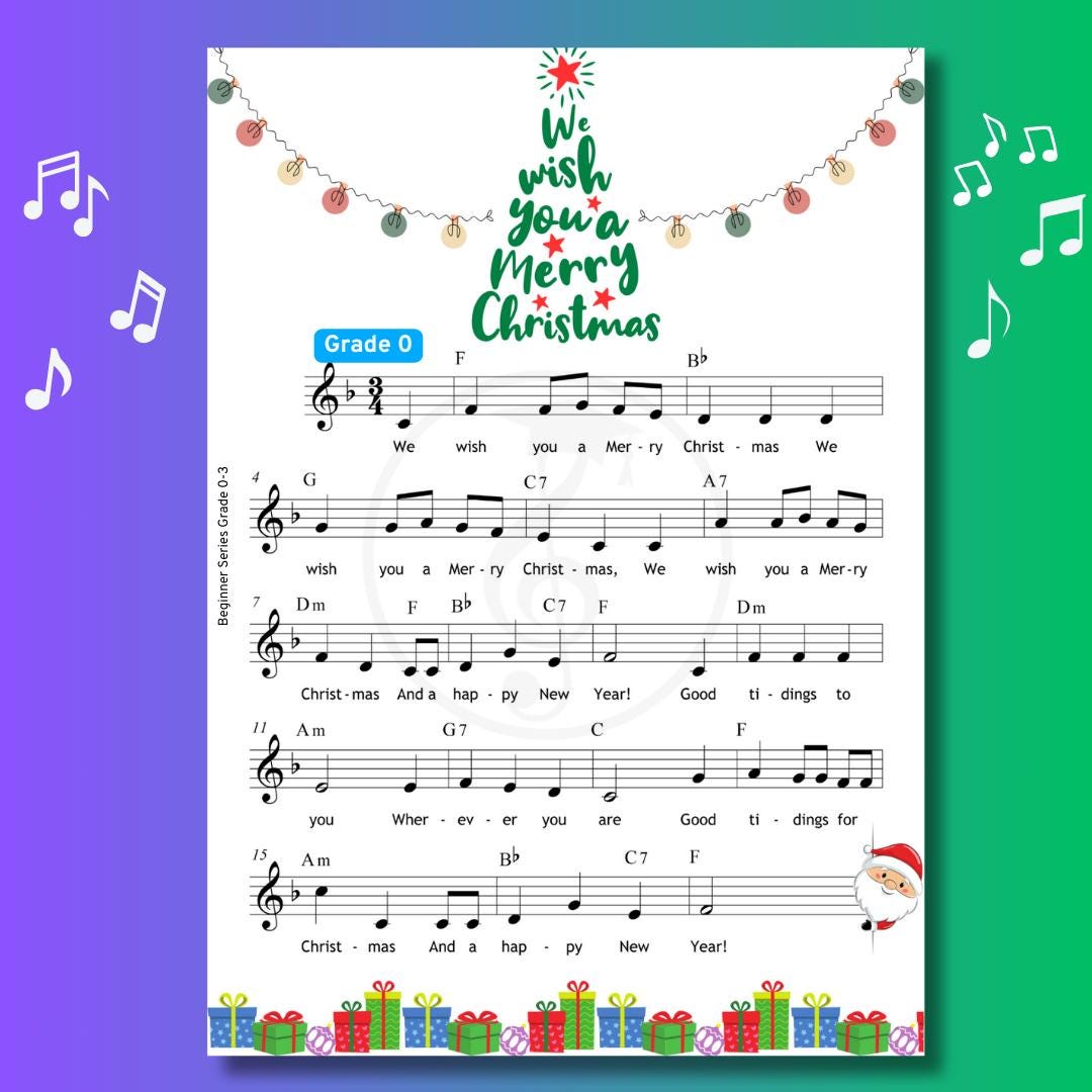 We Wish You a Merry Christmas - Grade 0 Beginner Piano Sheet Music ...
