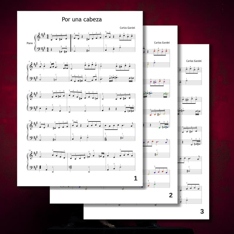 Por Una Cabeza -tango Simplified Piano Sheet Music PDF, Grade 4-5 ...