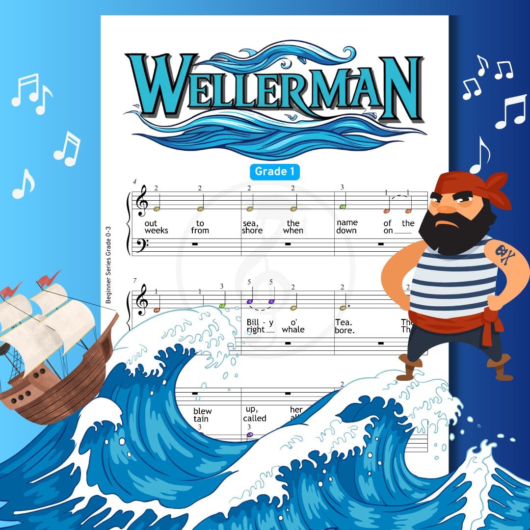 Wellerman - Grade 1 Simplified Easy Piano Sheet for Beginners, Sea ...