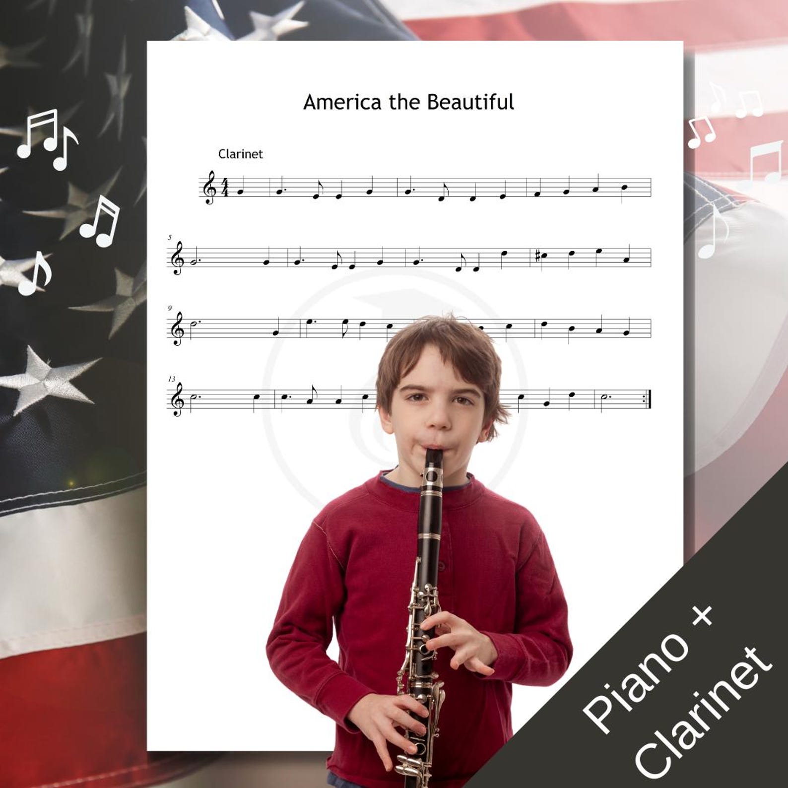 America the Beautiful - Patriotic Song Sheet Music for Piano, Voice and ...