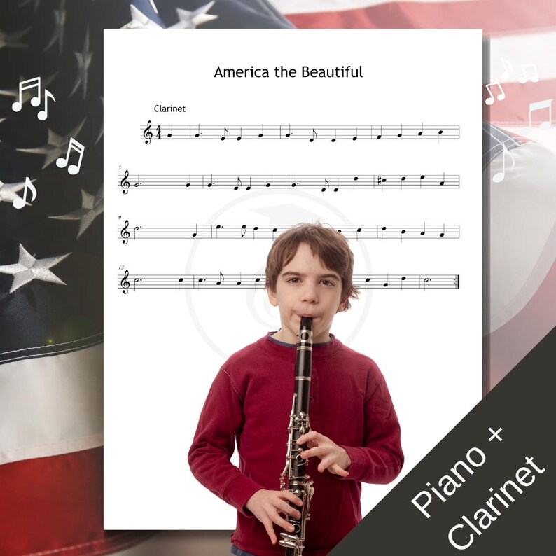 America the Beautiful - Patriotic Song Sheet Music for Piano, Voice and ...